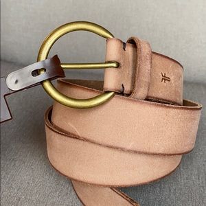 Frye | Accessories | Frye Round Buckle Flat Leather Belt Tan | Poshmark